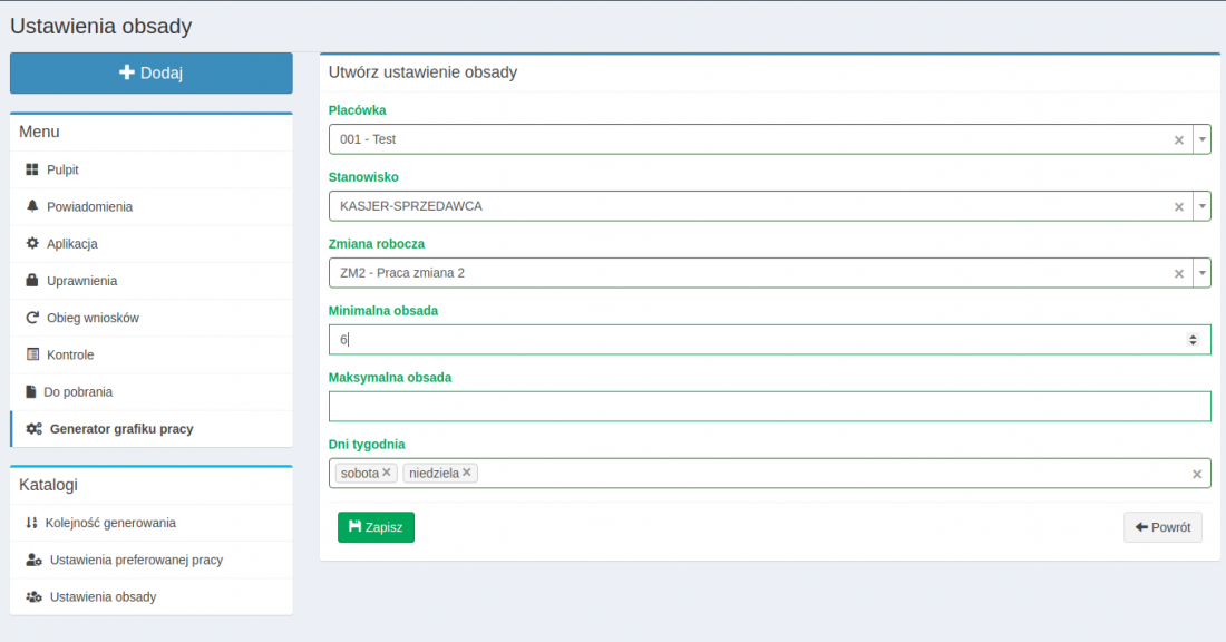 Generator grafiku – Pomoc Netis